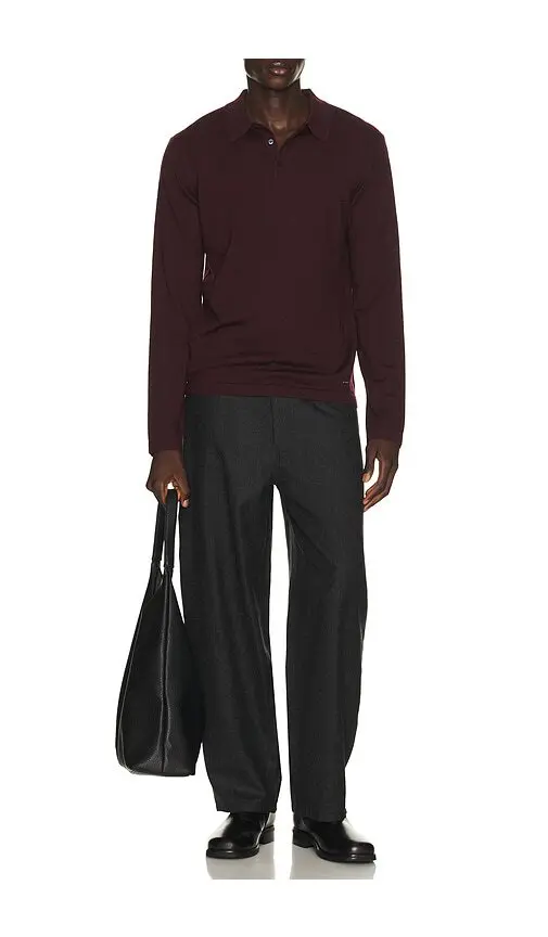Simkhai Reynolds Long Sleeve Polo In Red