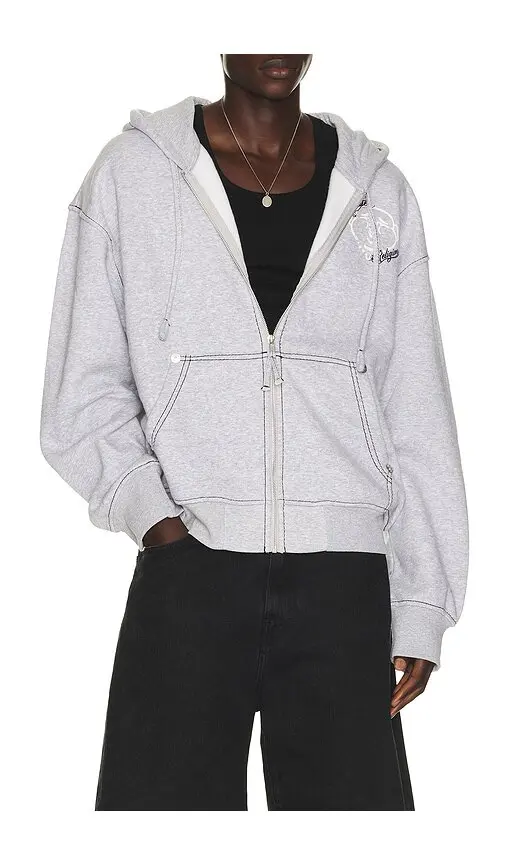 True Religion Buddha Face Big T Boxy Zip Up Hoodie