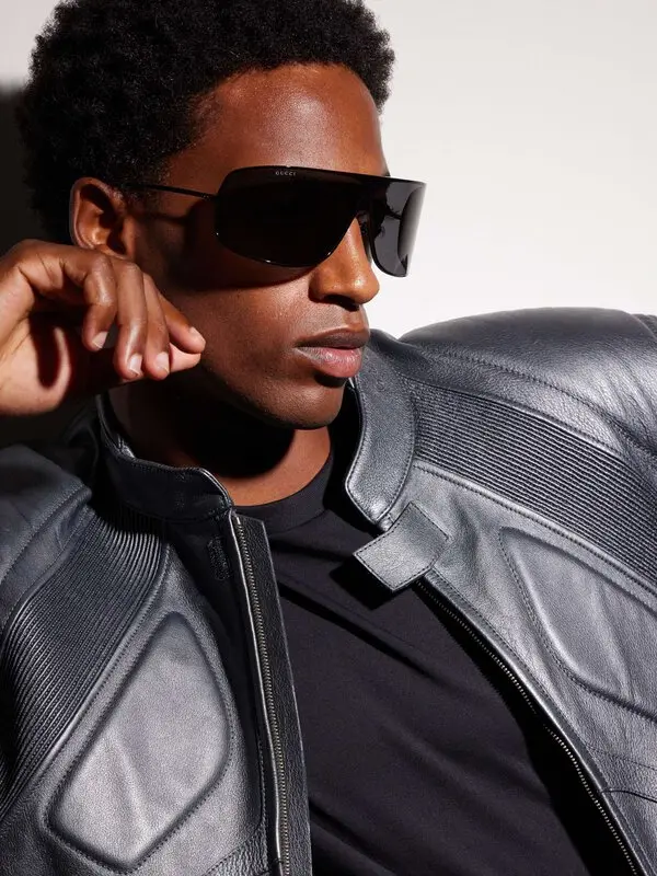Gucci Shield-style Metal Sunglasses