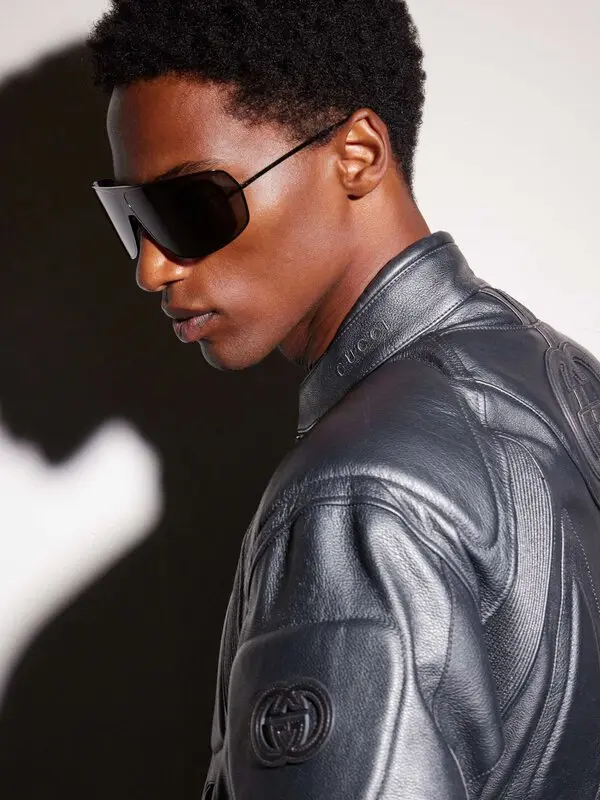 Gucci Shield-style Metal Sunglasses