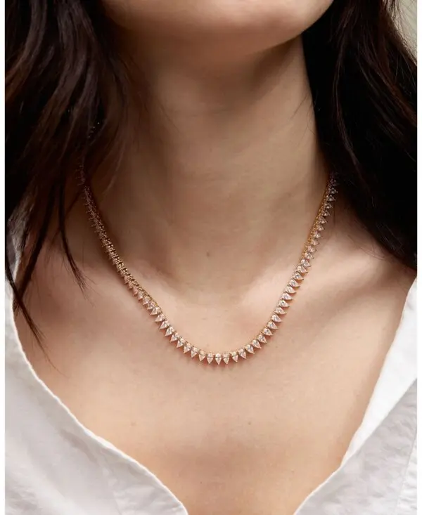 SET & STONES Teardrop Tennis Necklace With Cubic Zirconia