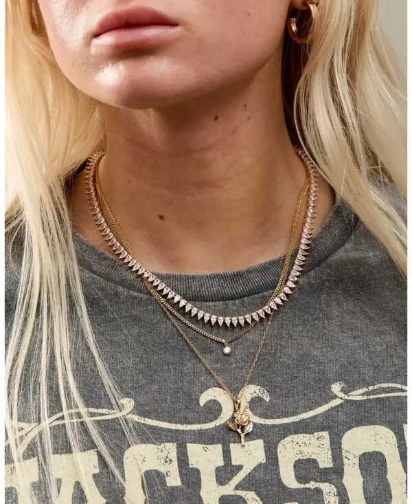 SET & STONES Teardrop Tennis Necklace With Cubic Zirconia