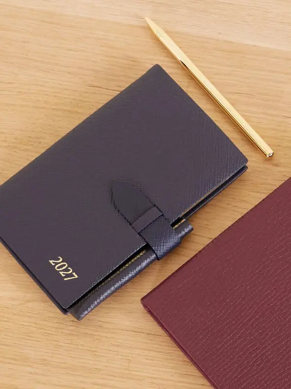 Smythson Pastegrain 2027 Panama Textured-leather Diary With Pencil