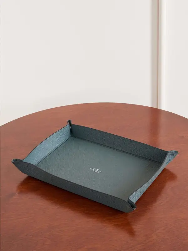 Smythson Panama Leather Trinket Tray - Dark Green