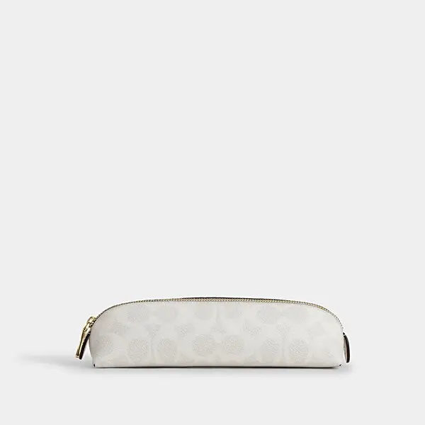 COACH OUTLET Pencil Case In Signature Canvas - Gold/white/chalk