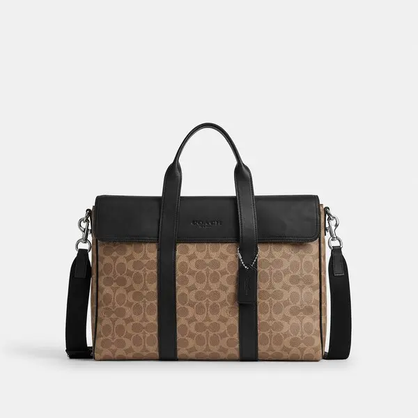 COACH OUTLET Sullivan Portfolio Briefcase - Silver/tan Black