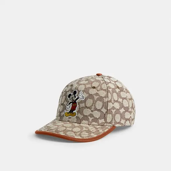 COACH OUTLET Disney X Coach Signature Baseball Hat With Mickey Mouse Applique - Cocoa