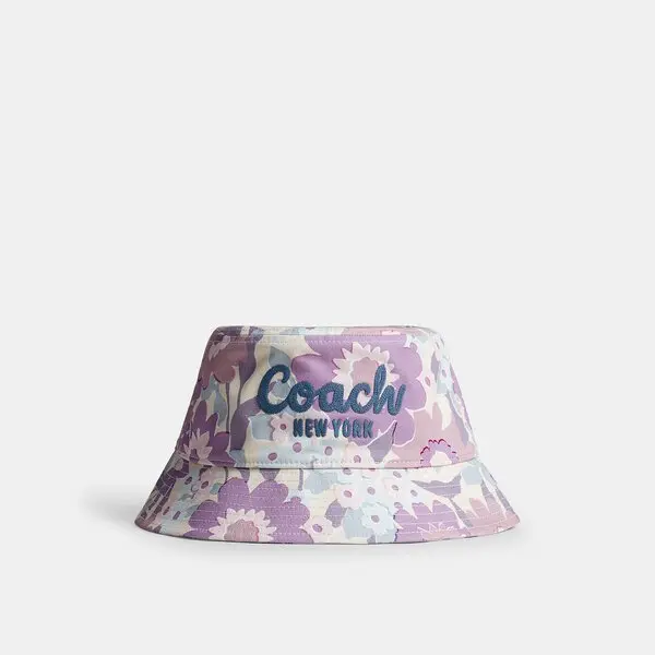 COACH OUTLET Script Floral Print Bucket Hat - Purple