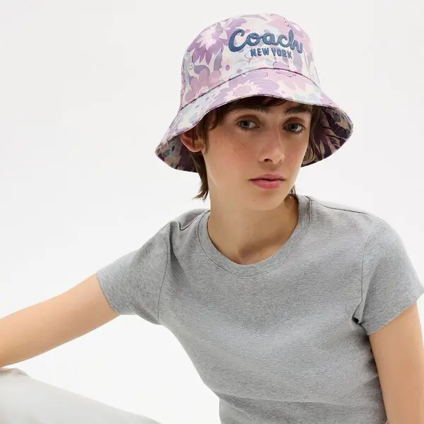 COACH OUTLET Script Floral Print Bucket Hat