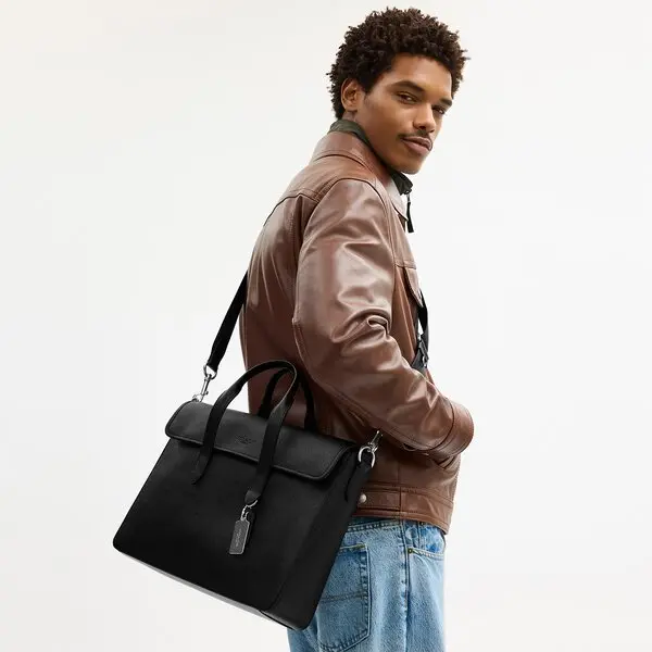 COACH OUTLET Sullivan Portfolio Brief - Silver/black