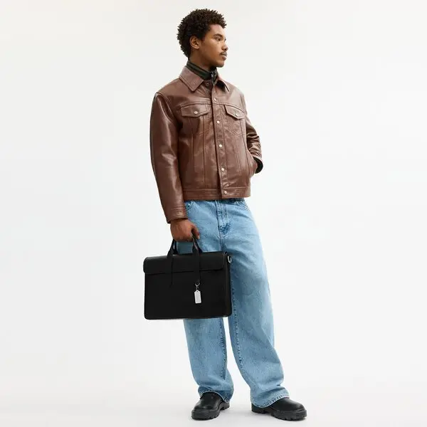 COACH OUTLET Sullivan Portfolio Brief - Silver/black
