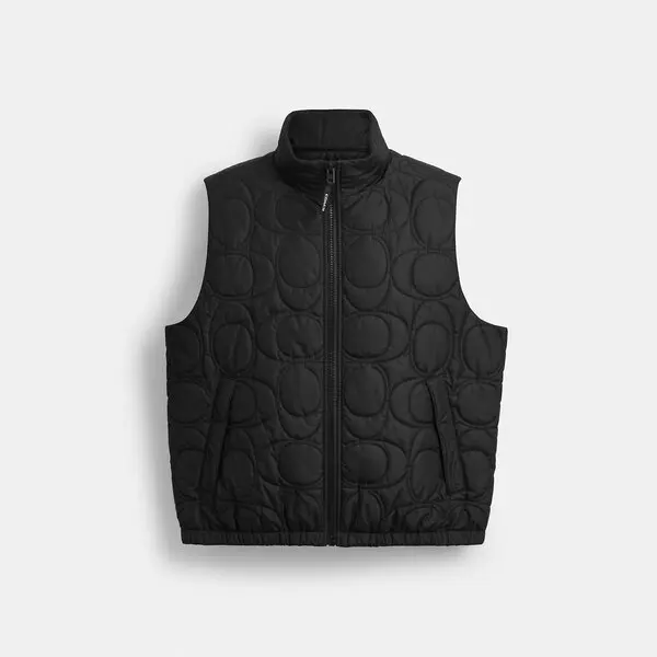 COACH OUTLET Quilted Signature Puffer Vest In Recycled Polyester