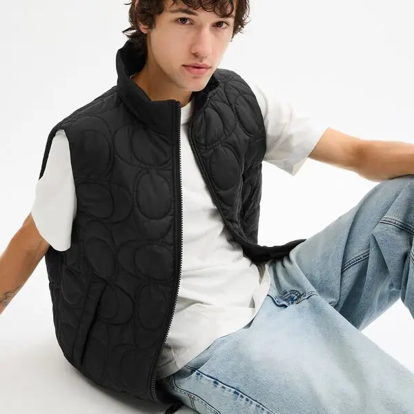 COACH OUTLET Quilted Signature Puffer Vest In Recycled Polyester