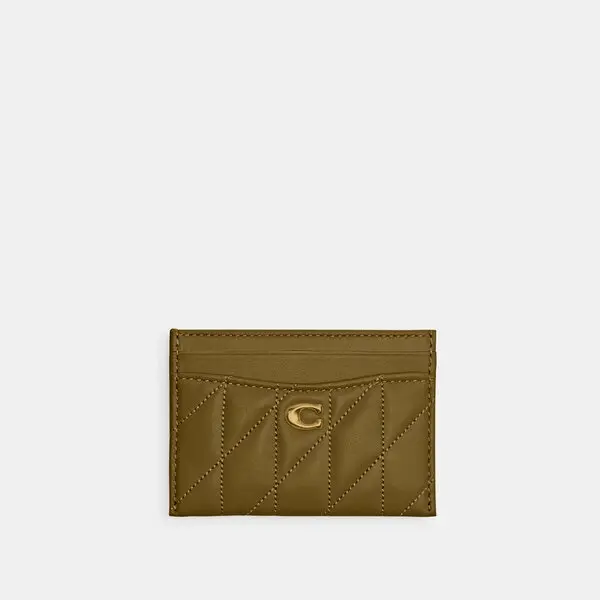 COACH OUTLET Essential Card Case With Pillow Quilting - Brass/muted Olive