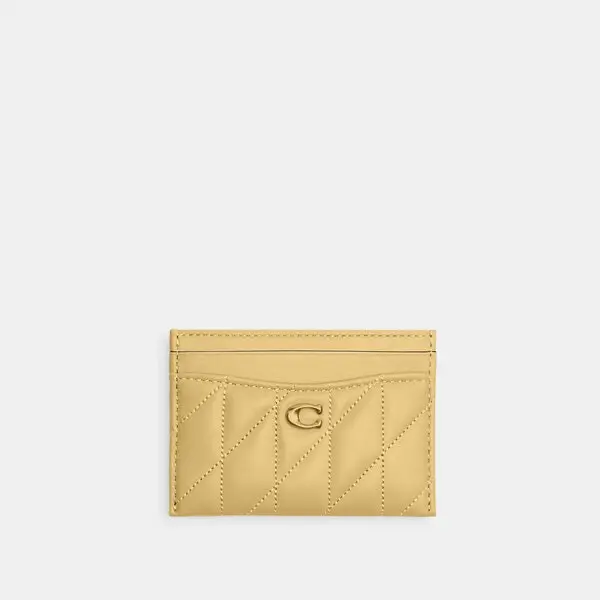 COACH OUTLET Essential Card Case With Pillow Quilting - Brass/vanilla