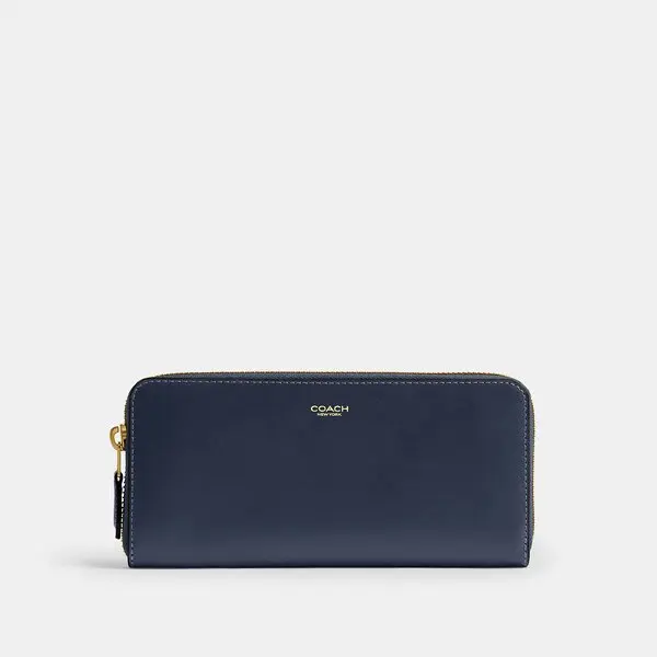 COACH OUTLET New York Slim Accordion Zip Wallet - Brass/navy