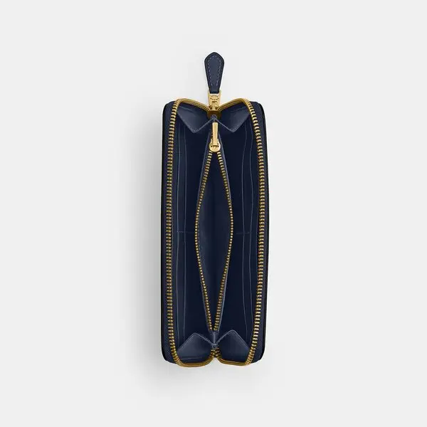 COACH OUTLET New York Slim Accordion Zip Wallet - Brass/navy