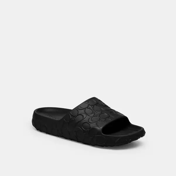 COACH OUTLET Coach Signature Embossed Slides - Black