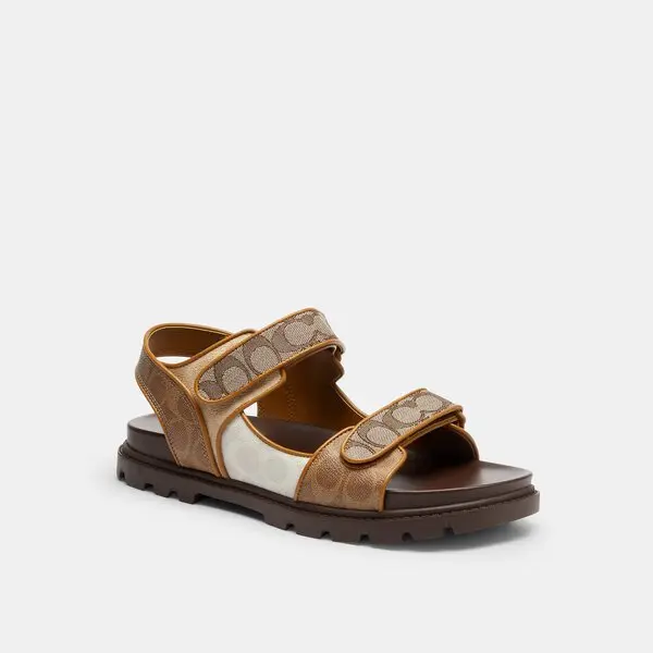 COACH OUTLET Coach Signature Double Strap Sandal - Brown