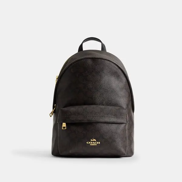 COACH OUTLET Coach Signature Canvas Taylor Small Backpack - Gold/walnut/black