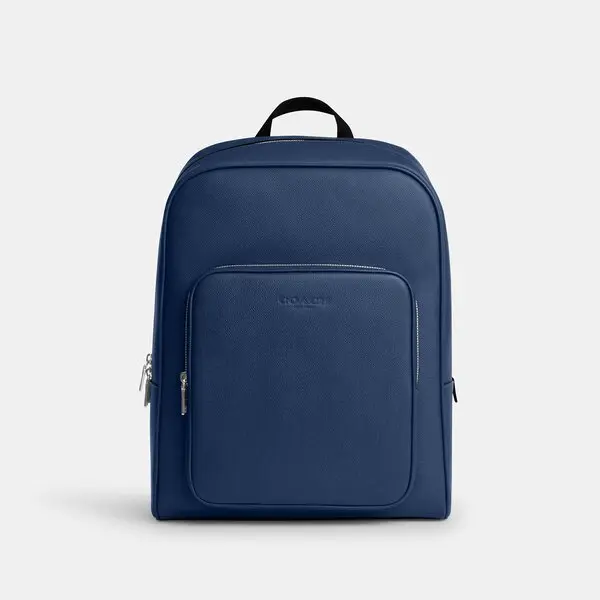 COACH OUTLET Aiden Backpack In Crossgrain Leather - Silver/deep Blue