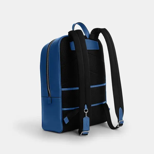 COACH OUTLET Aiden Backpack In Crossgrain Leather - Silver/true Blue