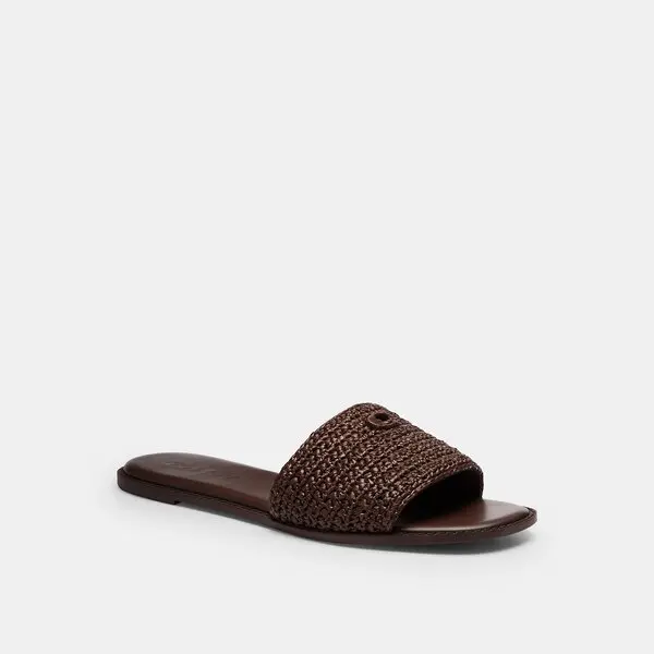 COACH OUTLET Coach Holly Raffia Slide Sandal - Maple