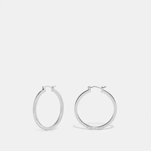 COACH OUTLET Hoop Earrings With Enamel Detail - Silver