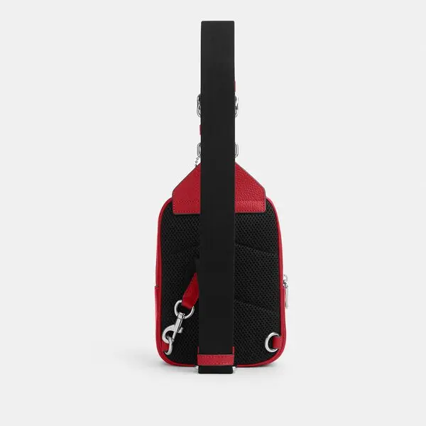 COACH OUTLET Refined Pebble Leather Racer Sling Pack - Silver/poppy