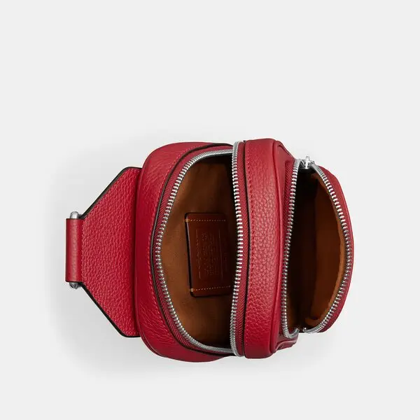 COACH OUTLET Refined Pebble Leather Racer Sling Pack - Silver/poppy