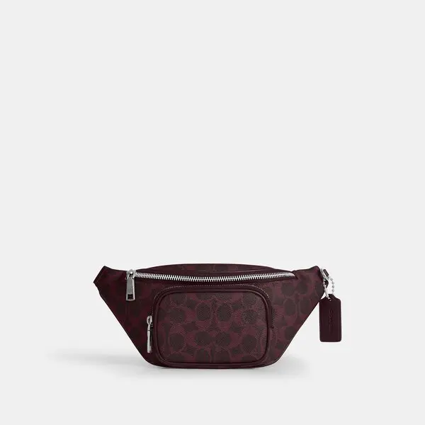 COACH OUTLET Coach Signature Coated Canvas Belt Bag - Silver/black Currant