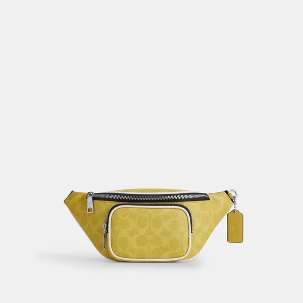 COACH OUTLET Travis Belt Bag 30 In Signature Canvas - Silver/light Citron