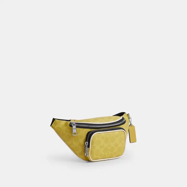 COACH OUTLET Travis Belt Bag 30 In Signature Canvas - Silver/light Citron