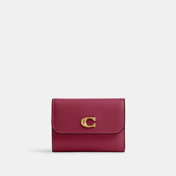 COACH OUTLET Essential Card Holder Wallet - Brass/dark Fuchsia