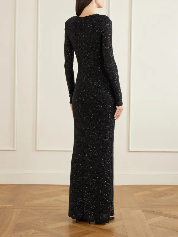 Saint Laurent Sequin-embellished Metallic-blend Gown - Black