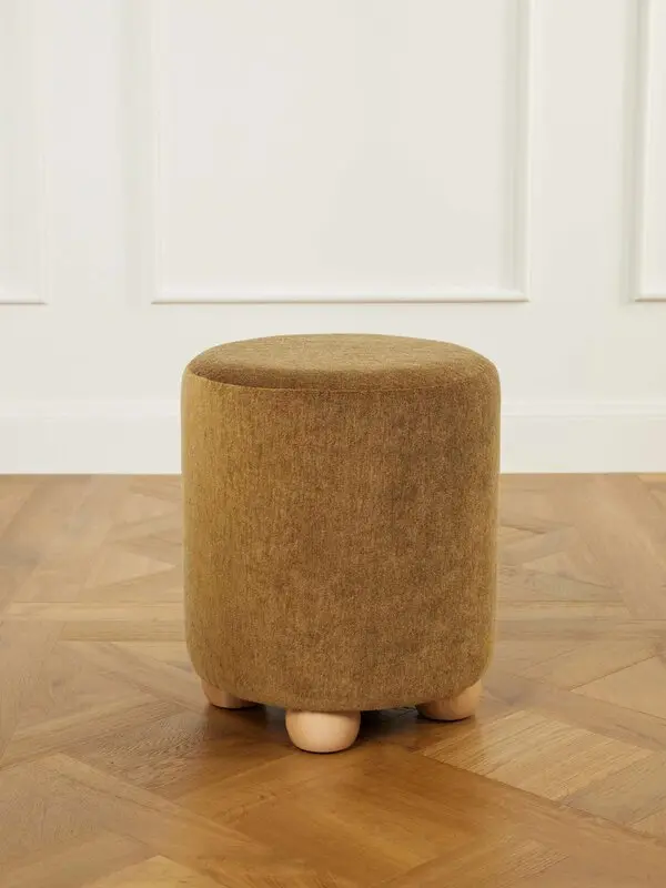 SIX THE RESIDENCE Gingerbread Mohair-velvet Wood Pouf