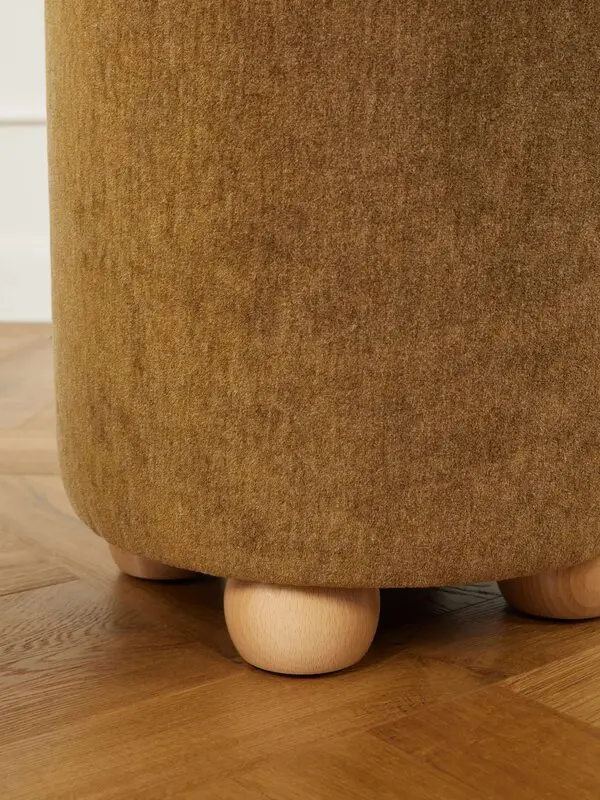 SIX THE RESIDENCE Gingerbread Mohair-velvet Wood Pouf