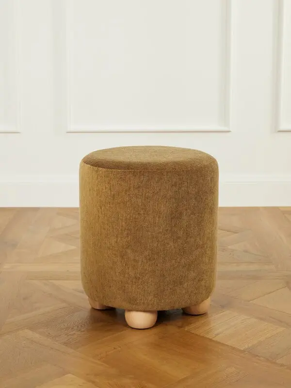 SIX THE RESIDENCE Gingerbread Mohair-velvet Wood Pouf