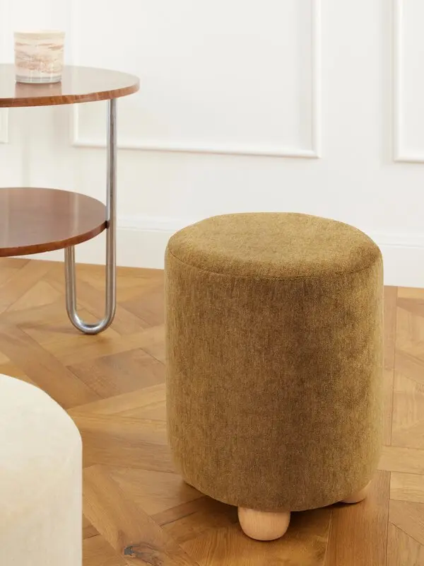 SIX THE RESIDENCE Gingerbread Mohair-velvet Wood Pouf