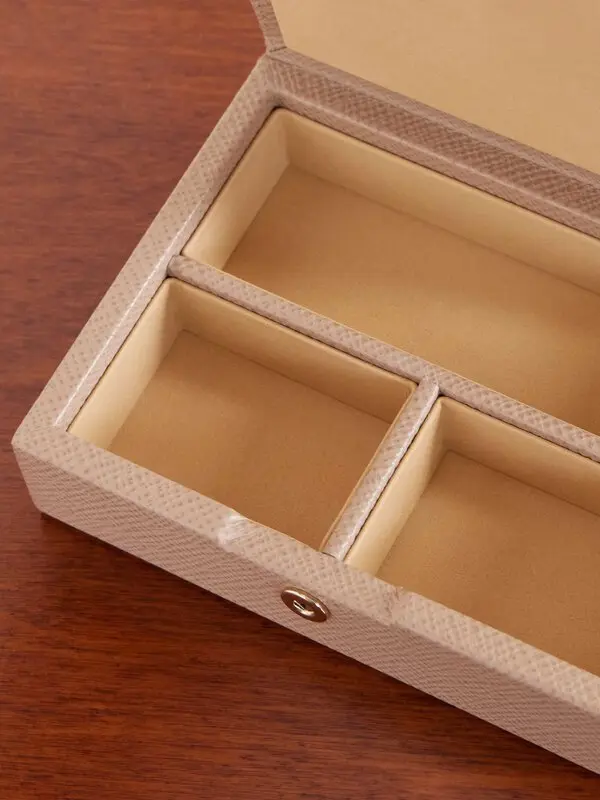 Smythson Panama Textured-leather Jewelry Box