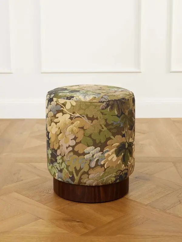 SIX THE RESIDENCE Tapestry-jacquard And Wood Pouf