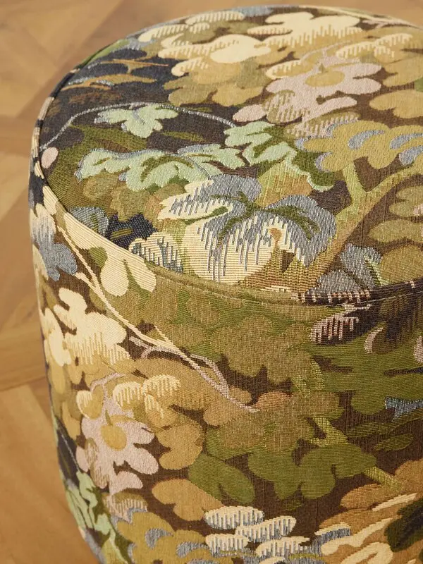 SIX THE RESIDENCE Tapestry-jacquard And Wood Pouf