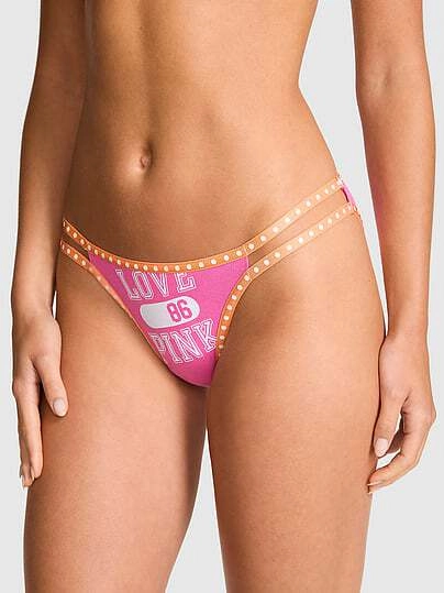 Pink Cotton Ultra Low-rise String Bikini Panty - Pink