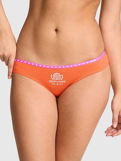Pink Cotton Ultra Low-rise Tanga Panty - Orange
