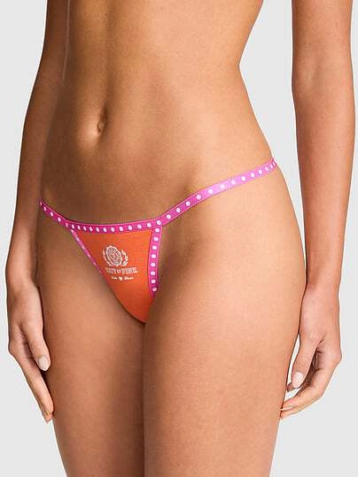 Pink Cotton Ultra Low-rise Thong Panty - Orange