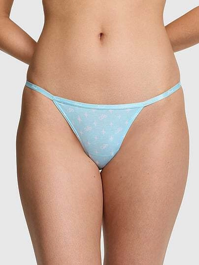 Pink Cotton Ultra Low-rise Thong Panty - Print