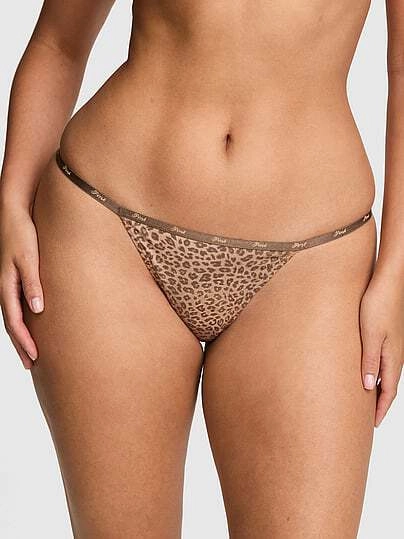 Pink Cotton Ultra Low-rise Thong Panty - Print