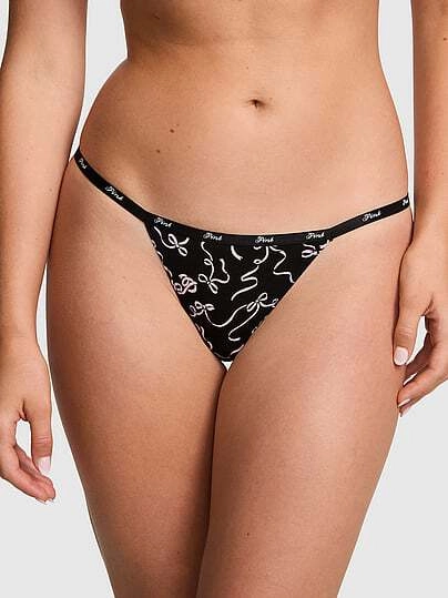 Pink Plush Touch Velour Ultra Low-rise Thong Panty - Print