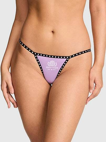 Pink Cotton Ultra Low-rise Thong Panty - Purple