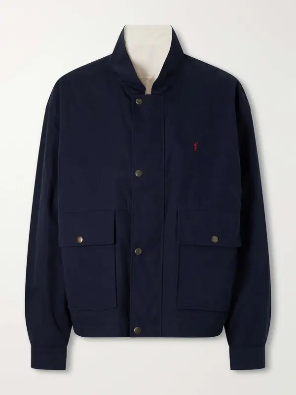 Saint Laurent Cassandre Logo-embroidered Reversible Cotton-canvas Jacket